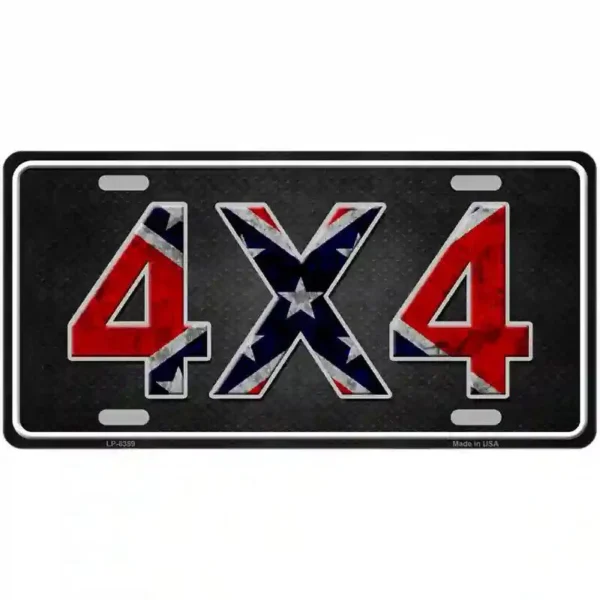 4x4 Confederate Flag License Plate - Rebel Nation