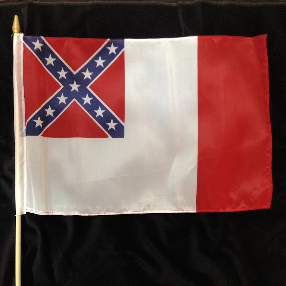 Dozen 12” x 18” 3rd National Confederate Stick Flags - Rebel Nation